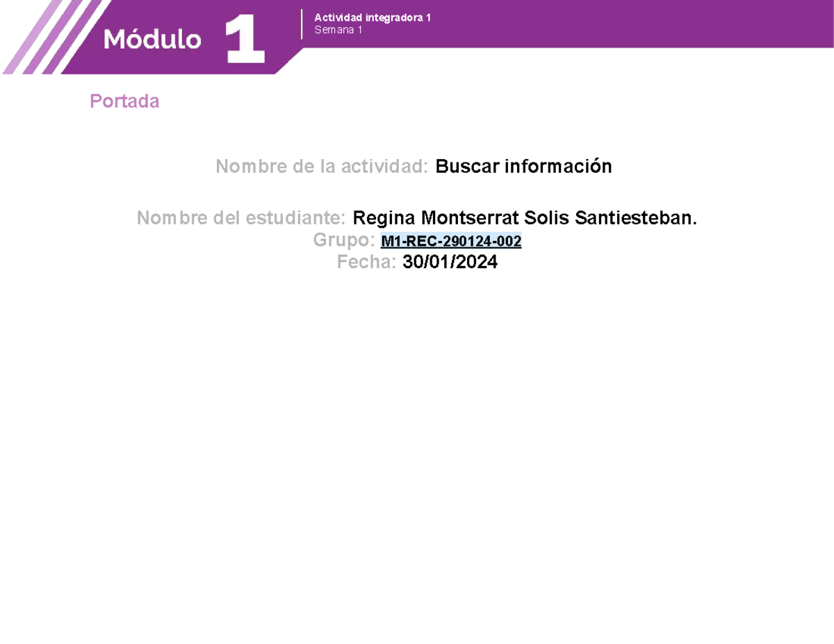 Actividad Integradora 1 - Módulo 1, Semana 1: TIC y Educación - Studocu