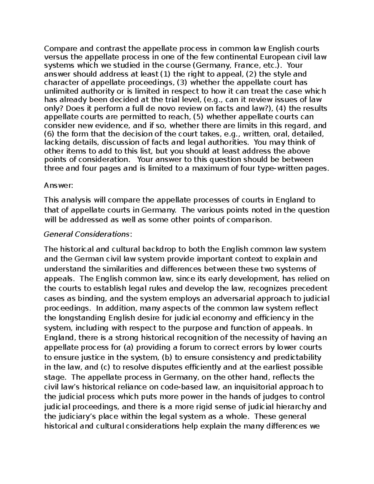 Comparative Law Fall 2025 - Appellate Process Analysis: England vs ...