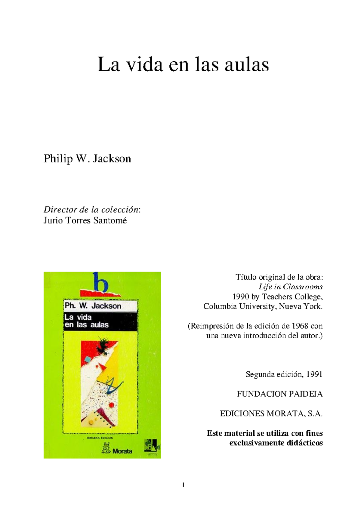 Jackson - .............................. - La vida en las aulas Philip ...