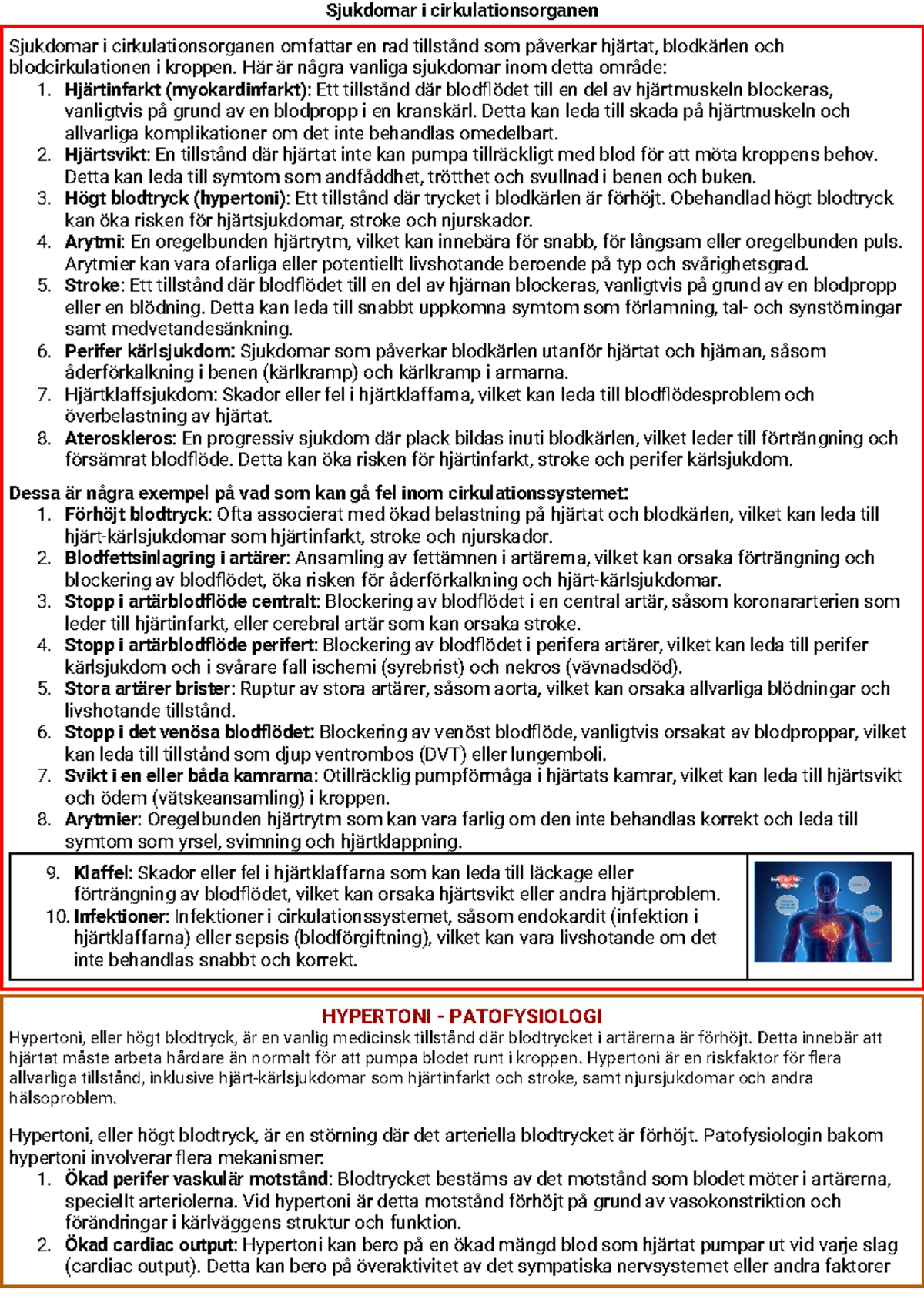 Sjukdomar i cirkulationsorganen - Somatiska sjukdomar Tenta 2 ...