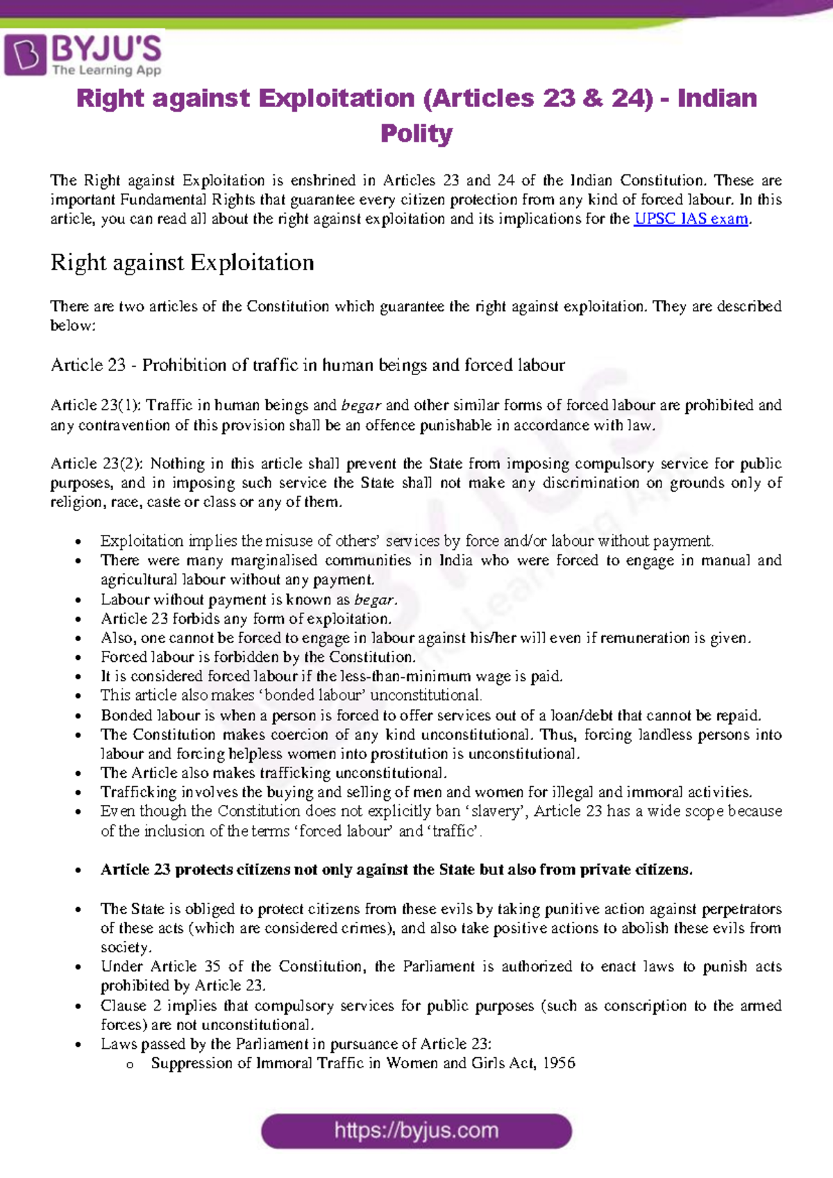 Right against Exploitation Polity - These are important Fundamental ...