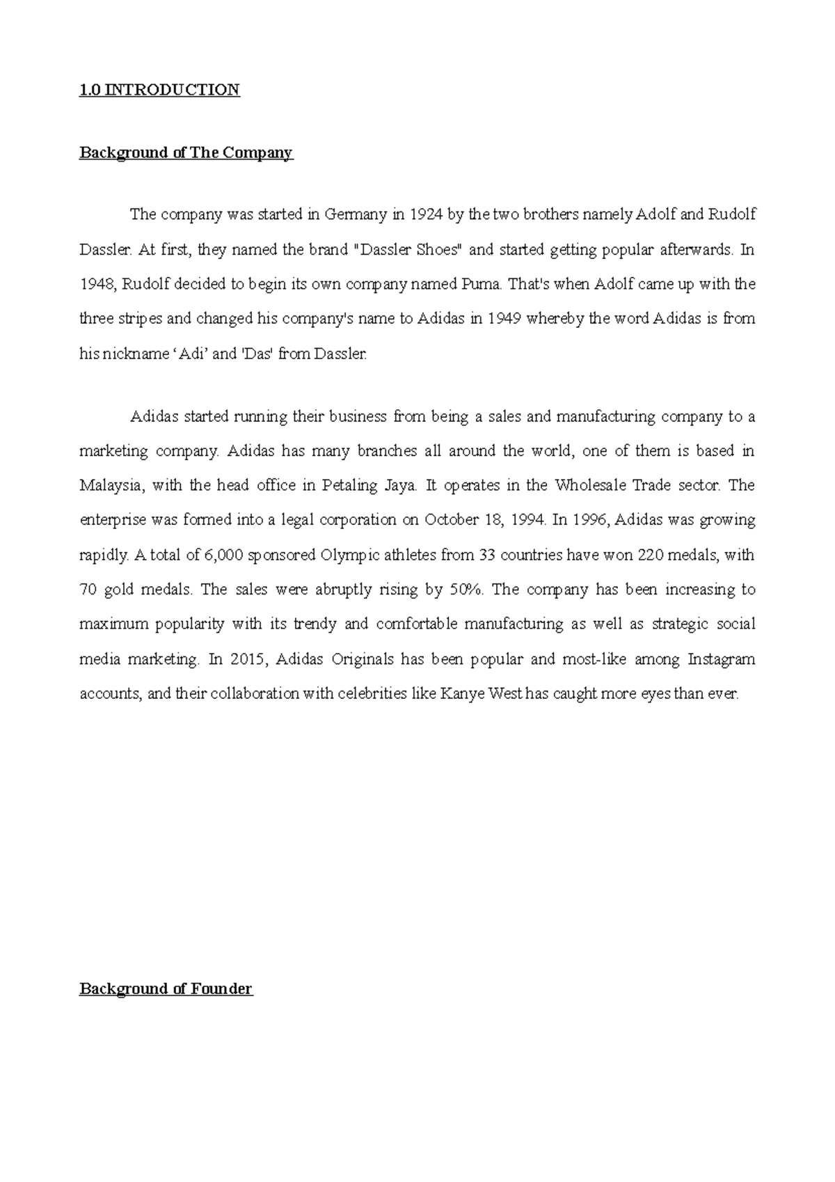 Case Study on Adidas Marketing Environment - Principles and Practice of ...