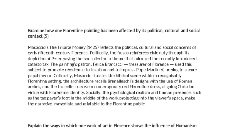 Masaccio: Political, Cultural & Social Context in Florentine Art (5 ...