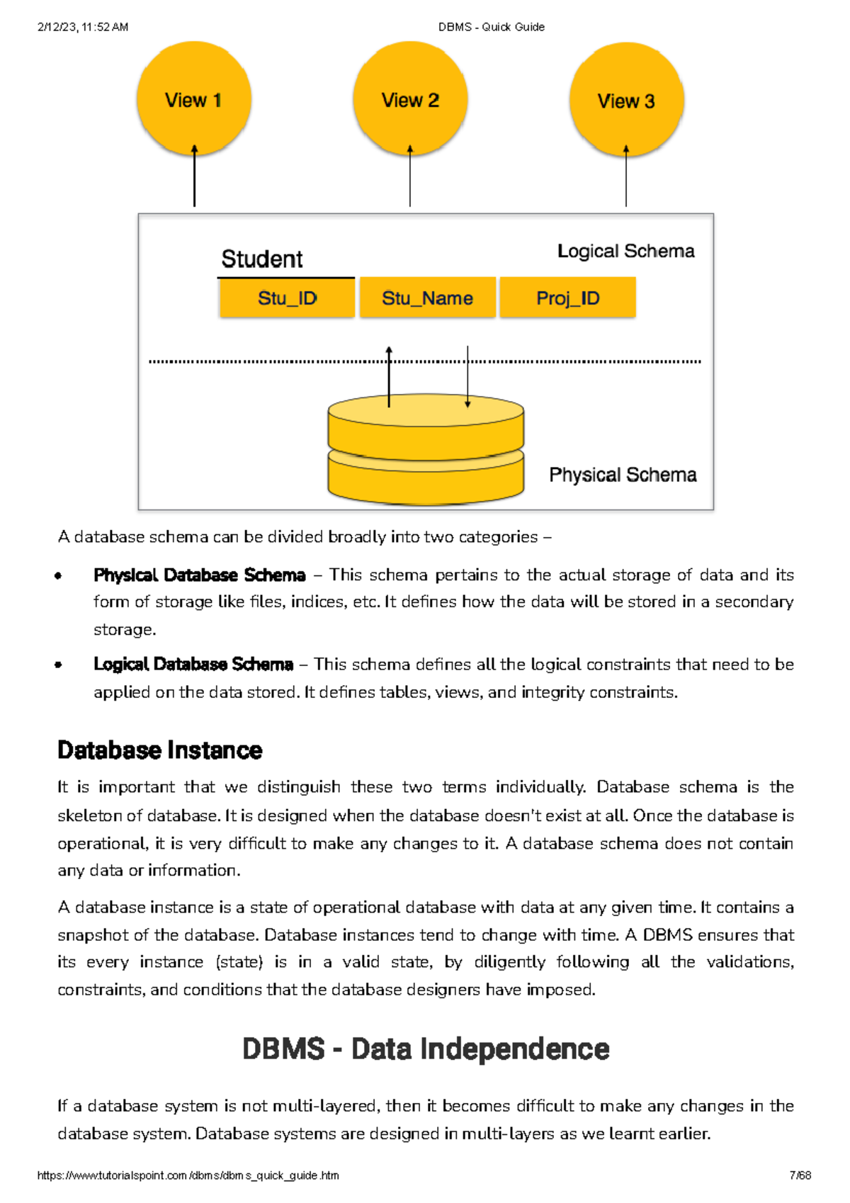 DBMS - Quick Guide-2 - Short summary on DBMS part 2 - A database schema ...