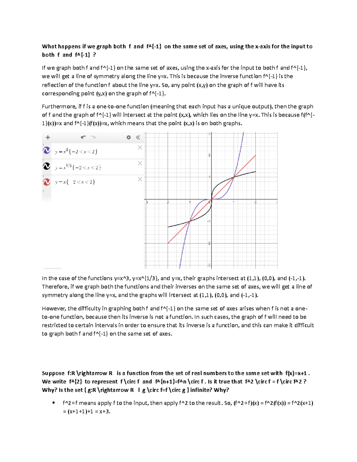 MATH1208 Discussion Assignment: Graphing Functions and Inverses - Studocu