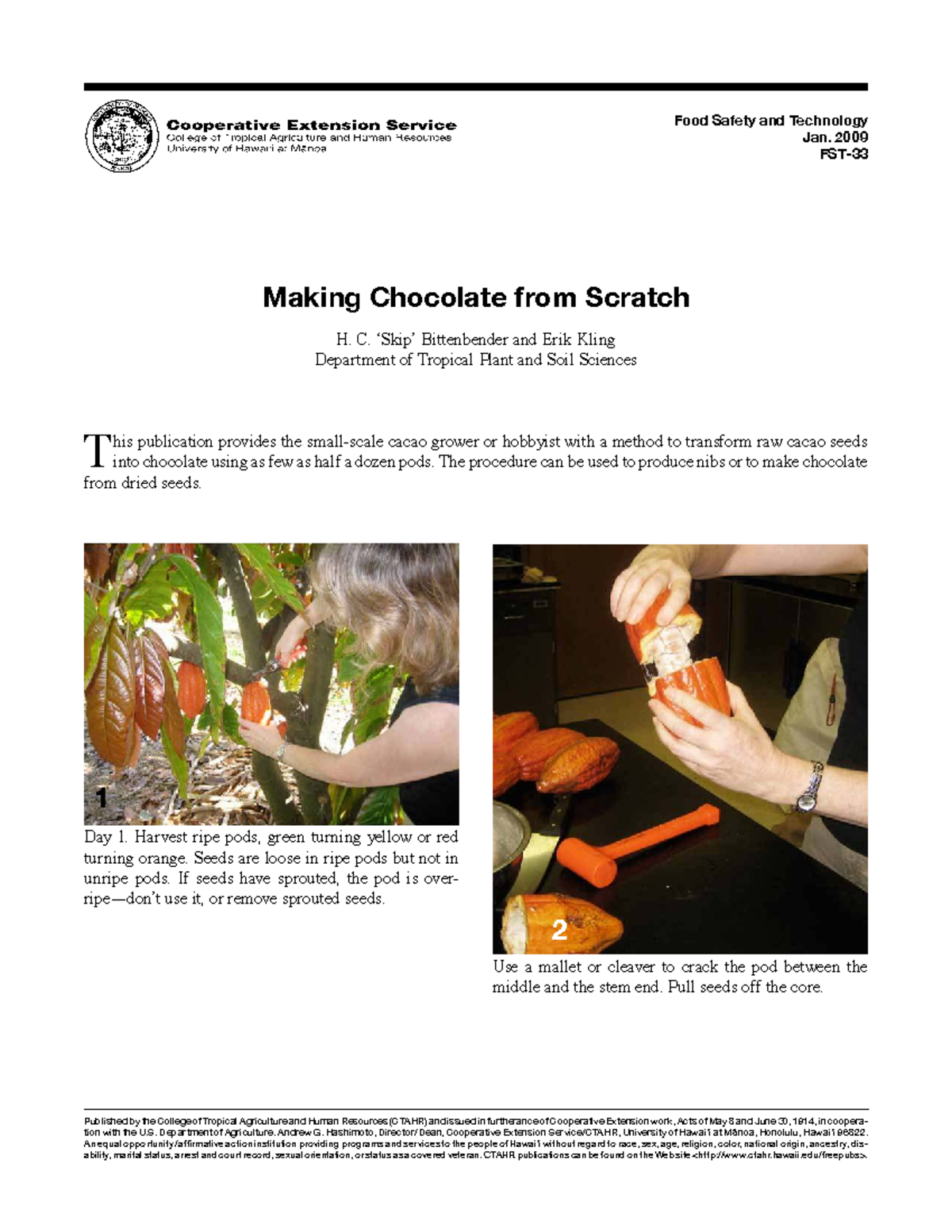 Making Chocolate from Scratch - Food Safety & Tech (Jan 2009) - Studocu