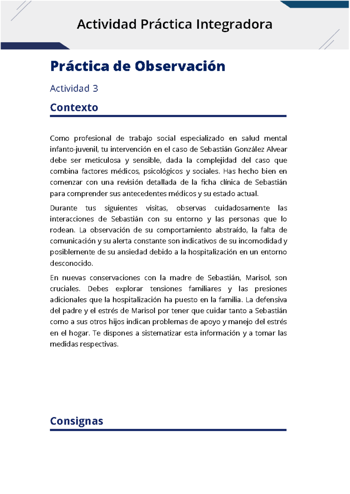Práctica de Observación en Salud Mental: Caso Sebastián González (API3 M3) - Studocu