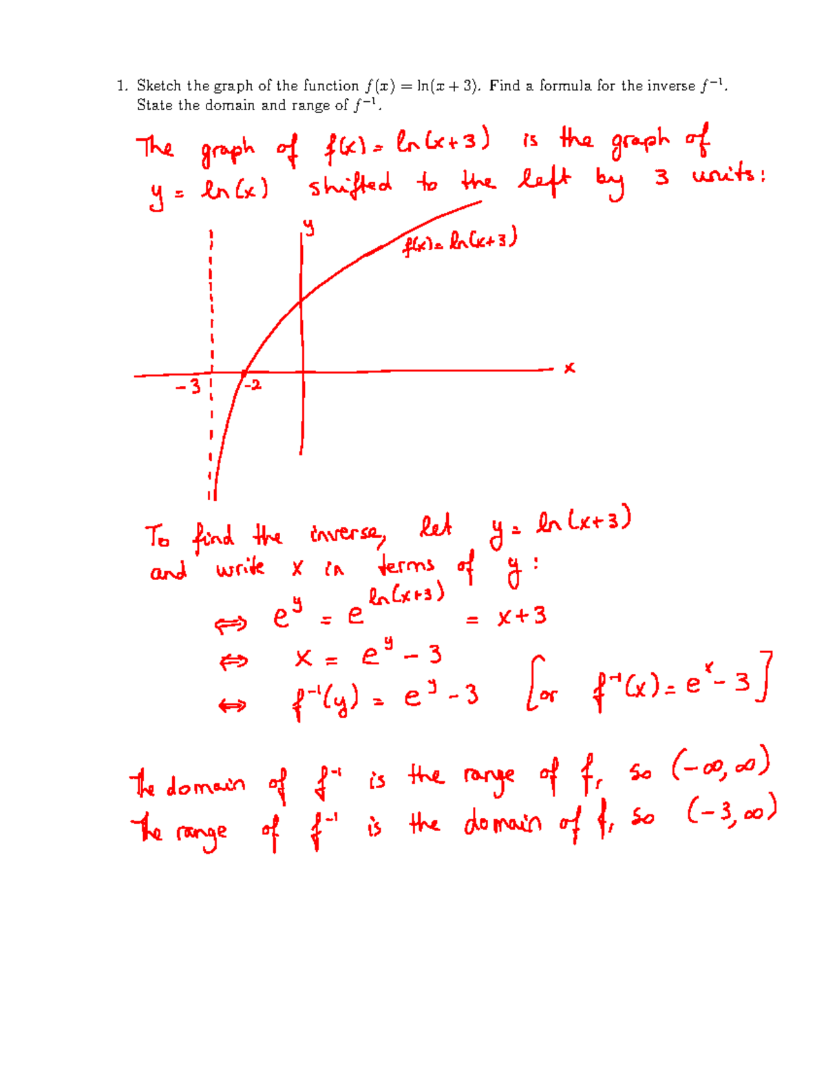 Midterm practice 4 solution - Sketch the graph of the function f (x ...