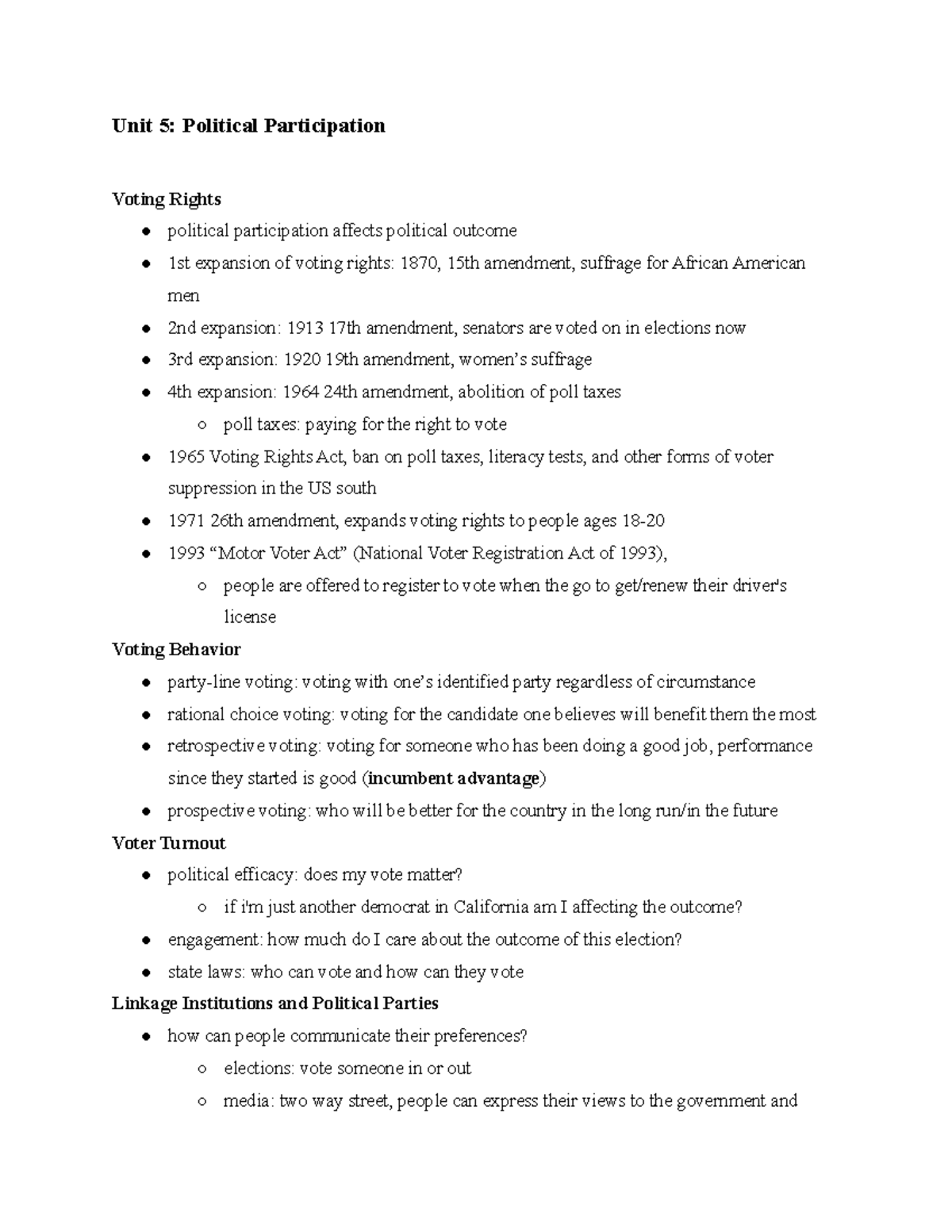 Unit 5 Notes: Political Participation and Voting Behavior Insights ...