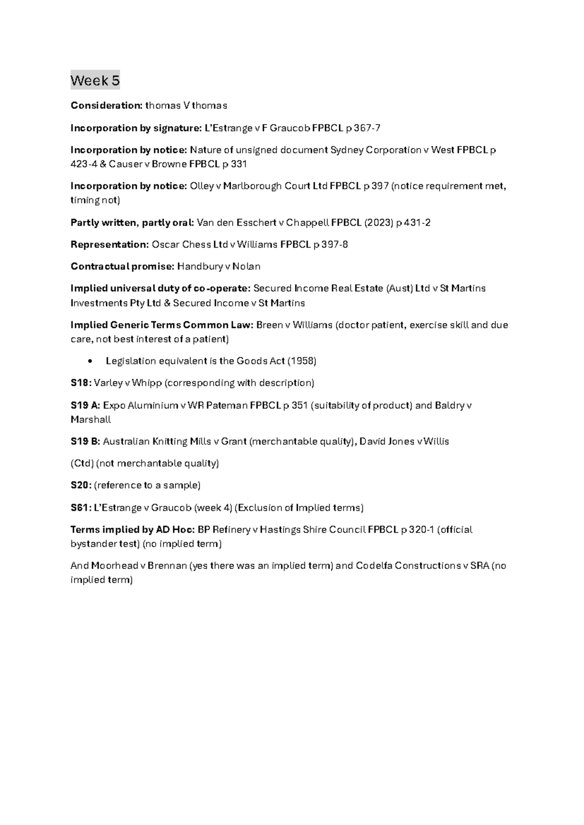 BLAW Week 5 Case Summaries: Key Legal Principles and Decisions - Studocu
