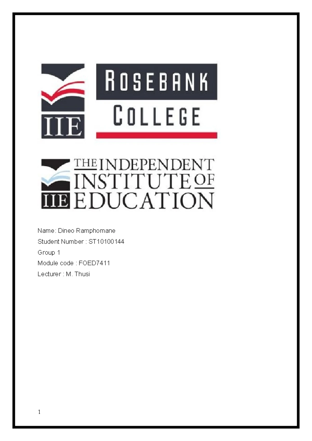 FOED7411 A1 - Foundations of Education Assignment 1 Guidelines - Studocu