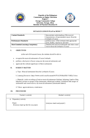DLP ( Summative TEST) - Lesson Plan: Summative Test in MAPEH for Grade ...