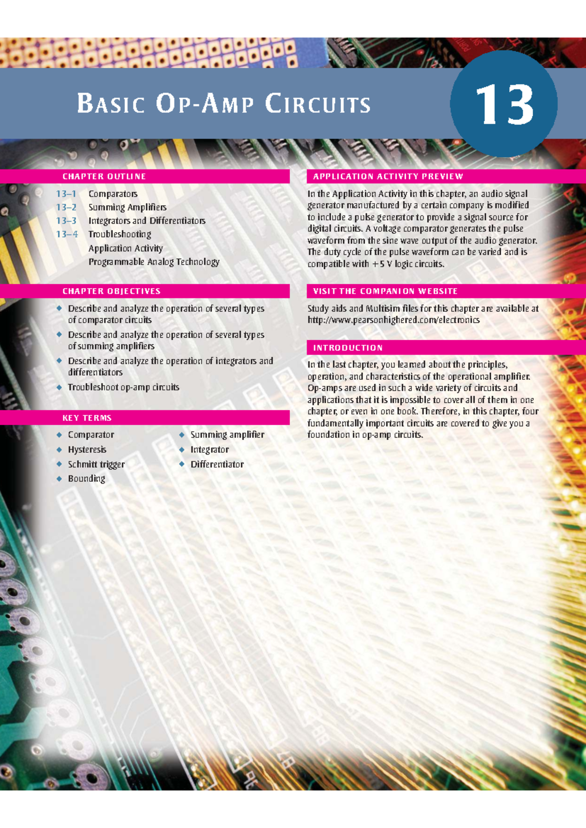 Basic OP Amp Circuits: Chapter 13 Outline & Application Activities - Studocu