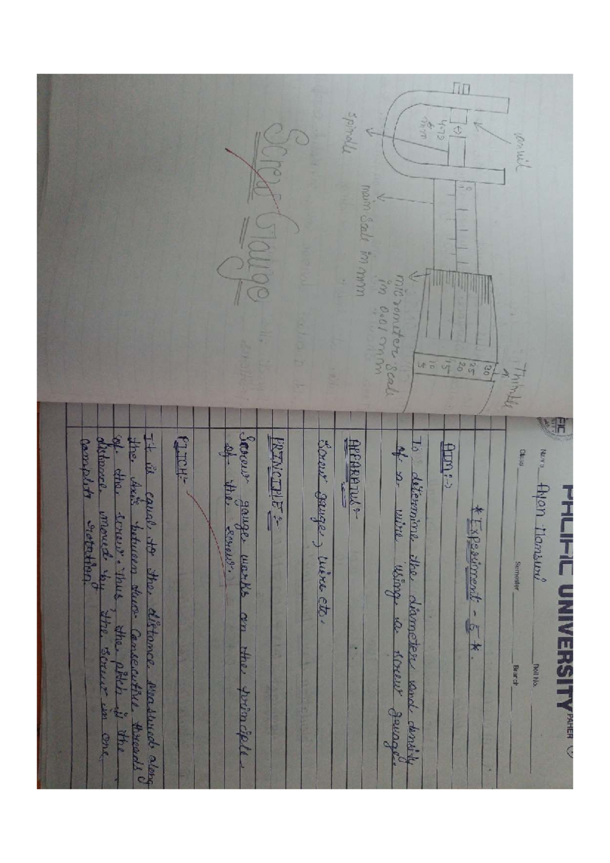Physics Lab Practical - 5: Measuring Wire Diameter & Density - Studocu