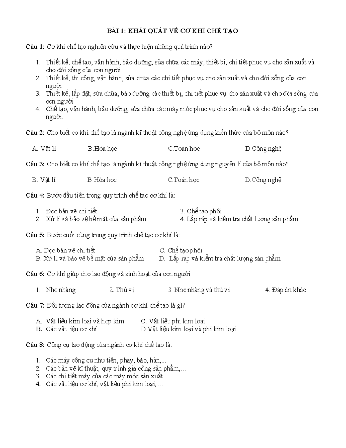 ÔN TẬP GKI CÔNG NGHỆ 11 - Đề Trắc Nghiệm Giữa Kỳ 1 - Studocu