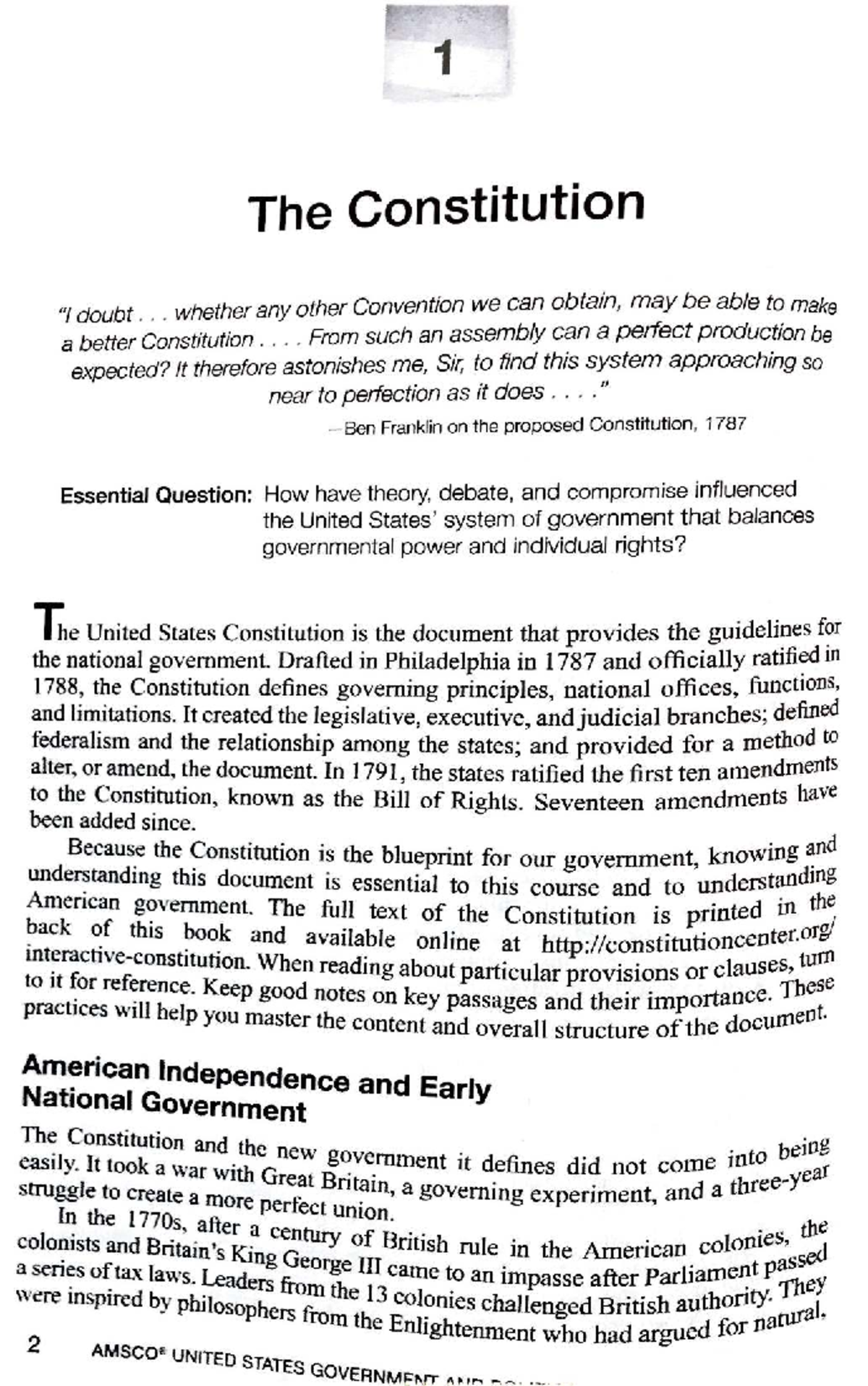 US Government & Politics: Analyzing the Constitution and Its ...