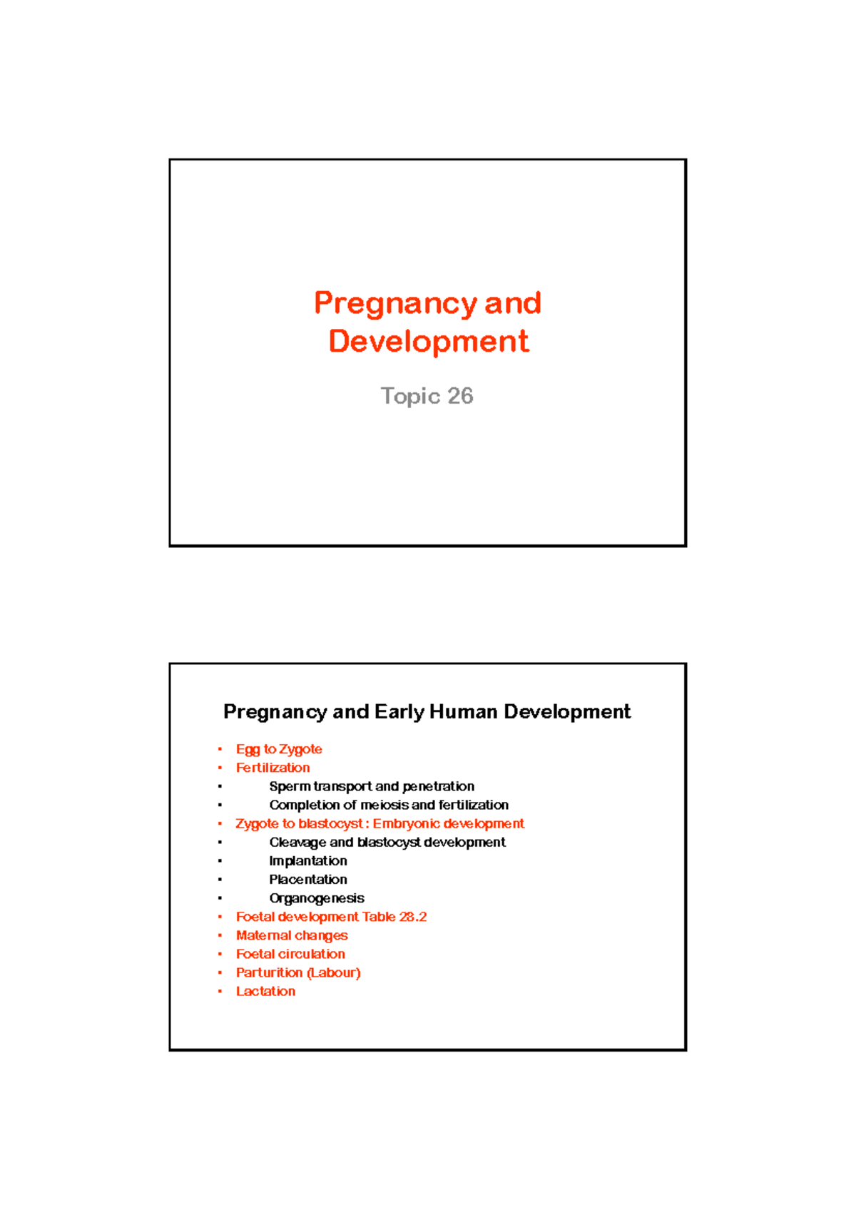 Anatomy&Physiology Systems I - Lecture notes - TOPIC 26 - Pregnancy and ...