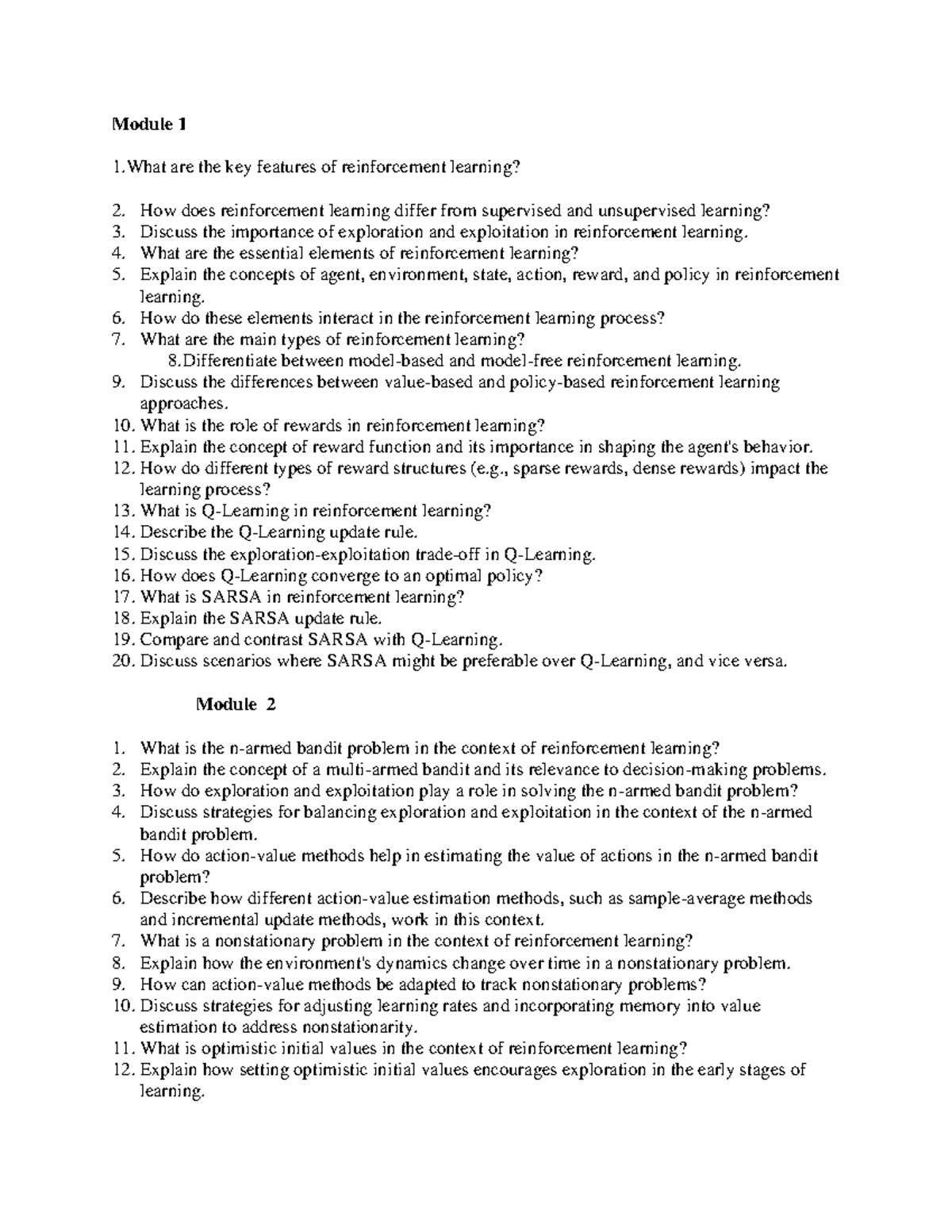 Reinforcement Learning (RL) QB-1: Key Concepts and Applications Notes ...