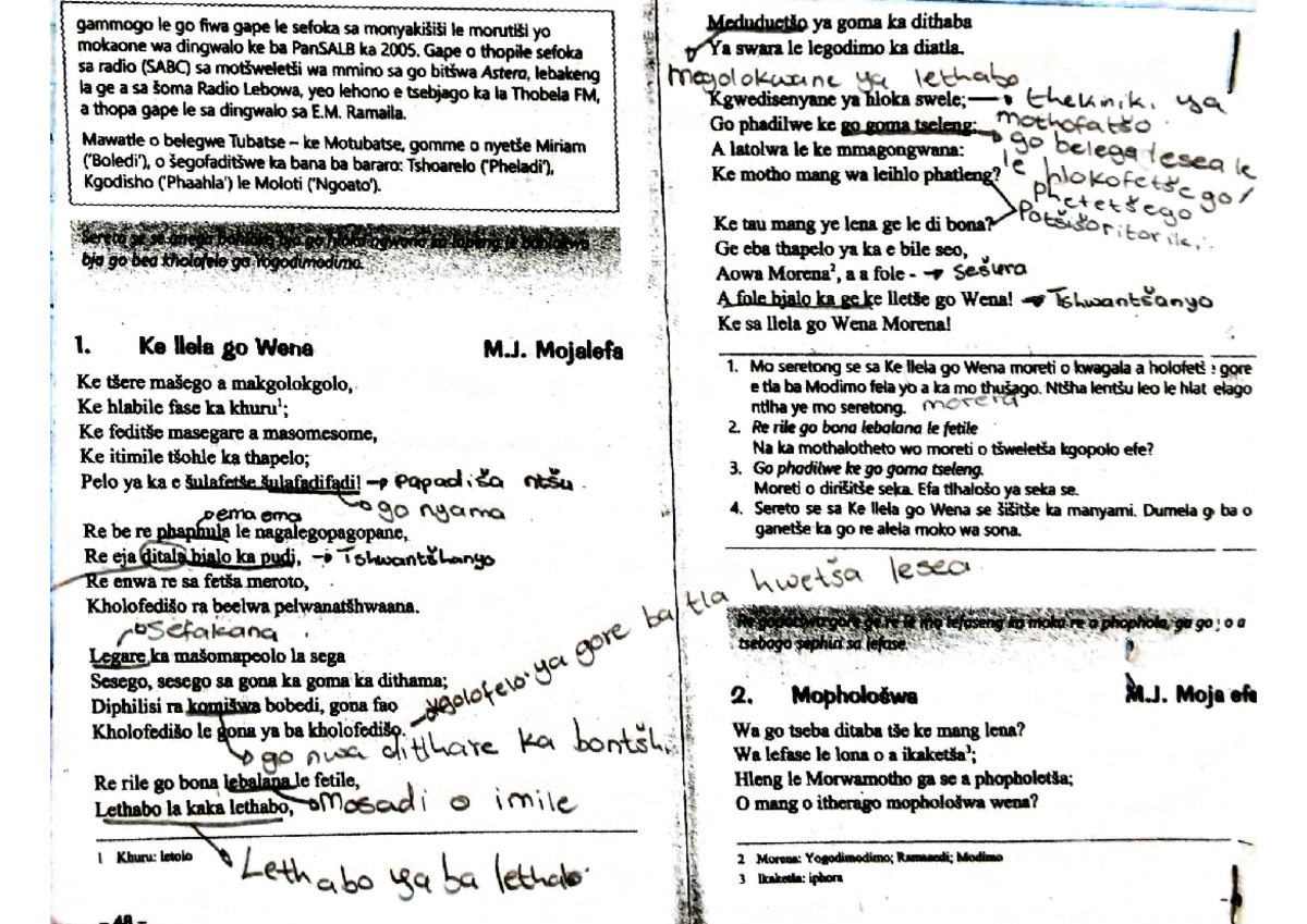 SPHL P2: Sereto sa Theto - Kholofediso le Go Tlhopho ka 2023-2030 - Studocu