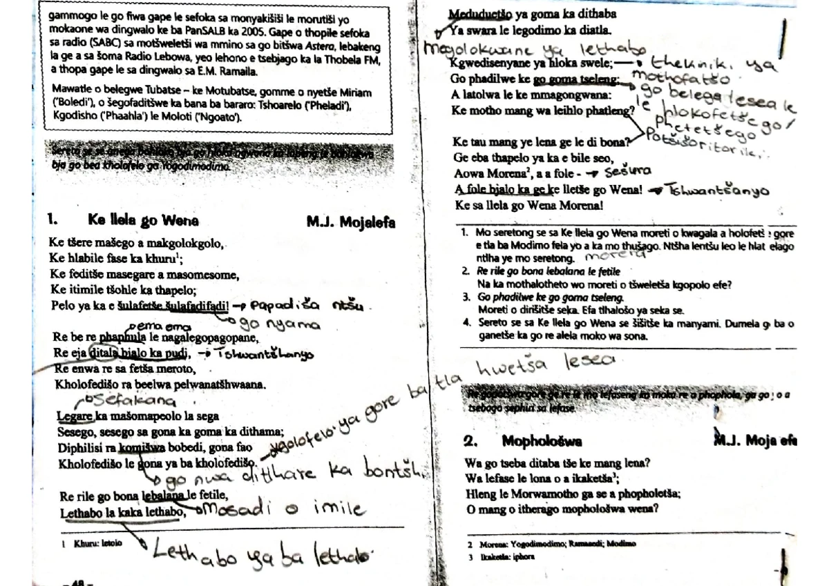 Sepedi Grade 11 Poetry Study Guide (KREITI YA 11) - 2025 - Studocu