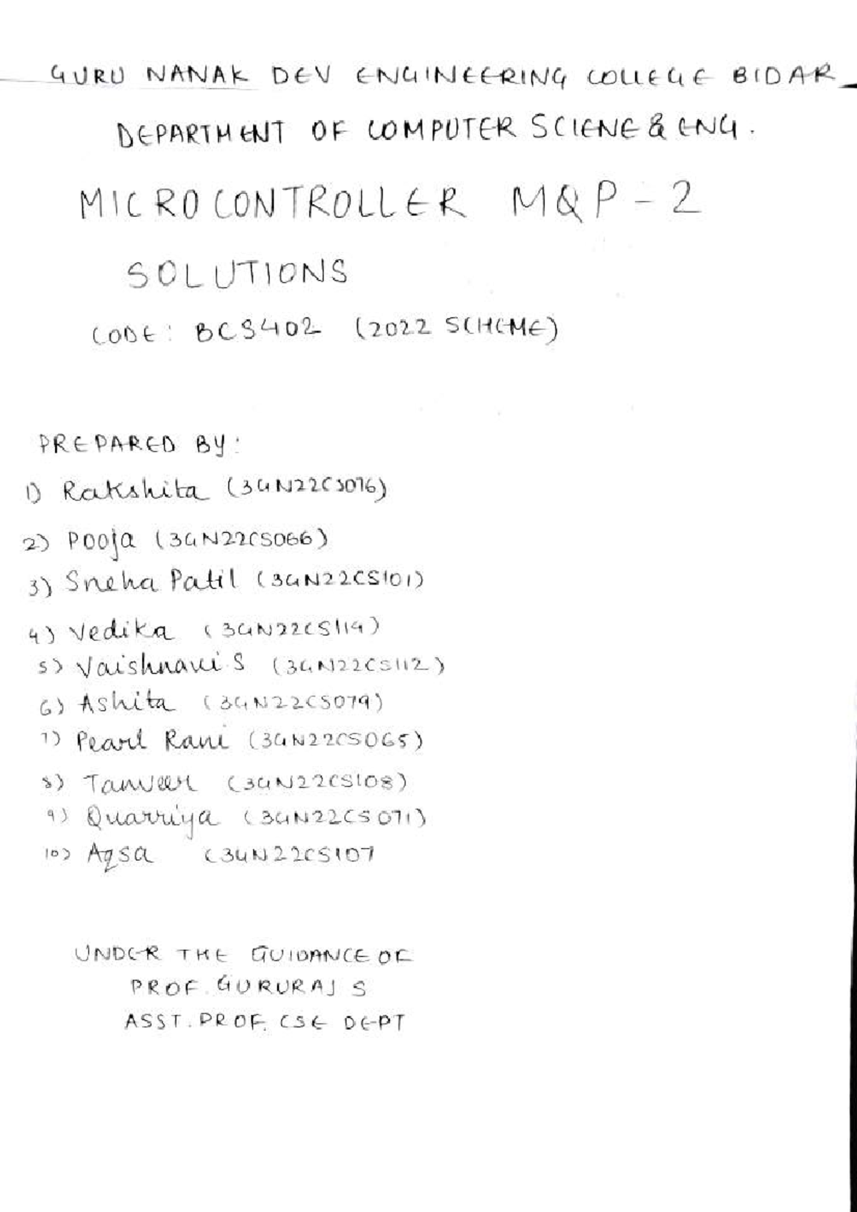Mqp 2 BCS402 Solutions - Model Question Paper for Microcontroller Explained - Studocu