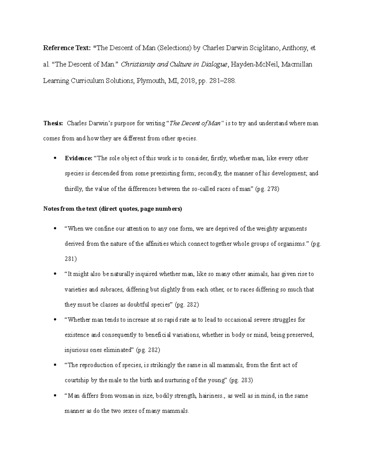 Charles Darwin's "The Descent of Man": An Analysis of Human Origin ...