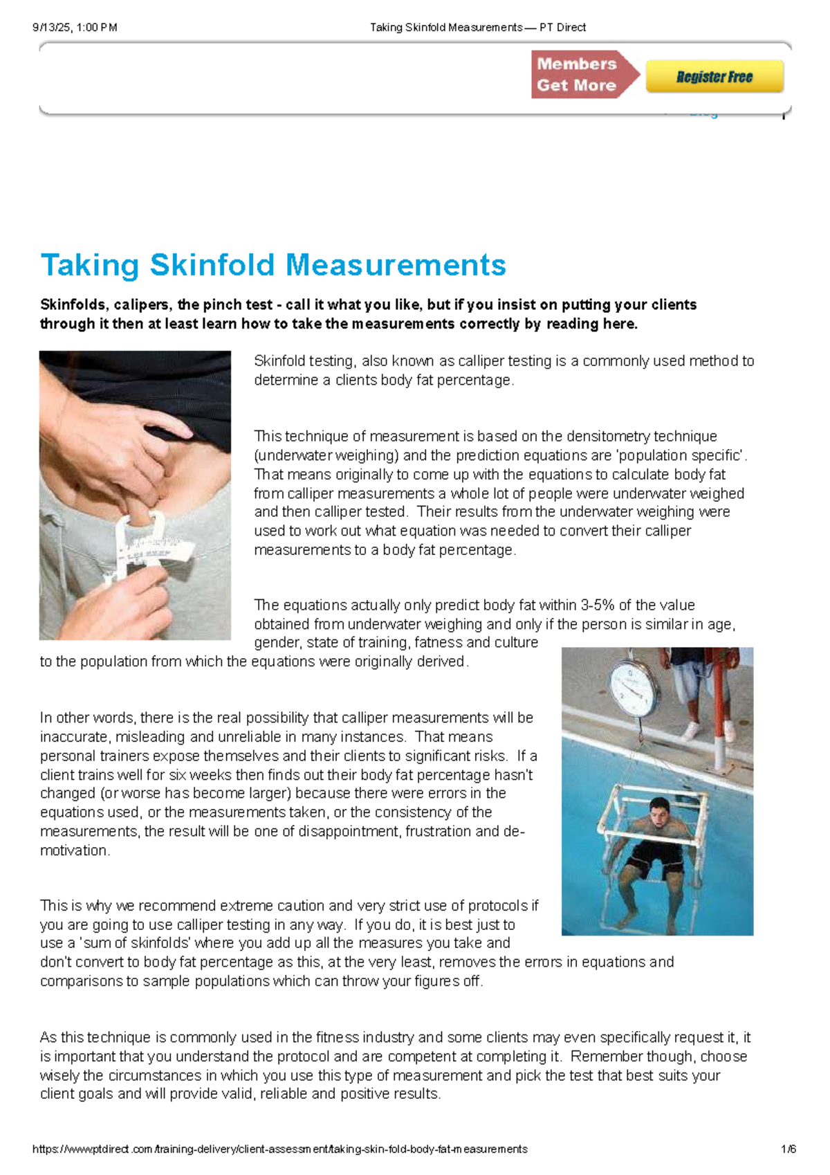 Taking Skinfold Measurements: A Guide for PT Direct - Studocu