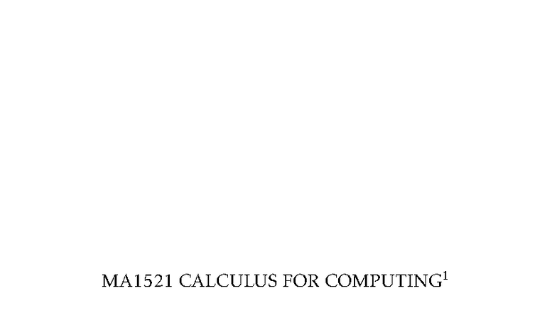 MA1521 Calculus for Computing 1 Lecture Notes - Comprehensive Guide ...