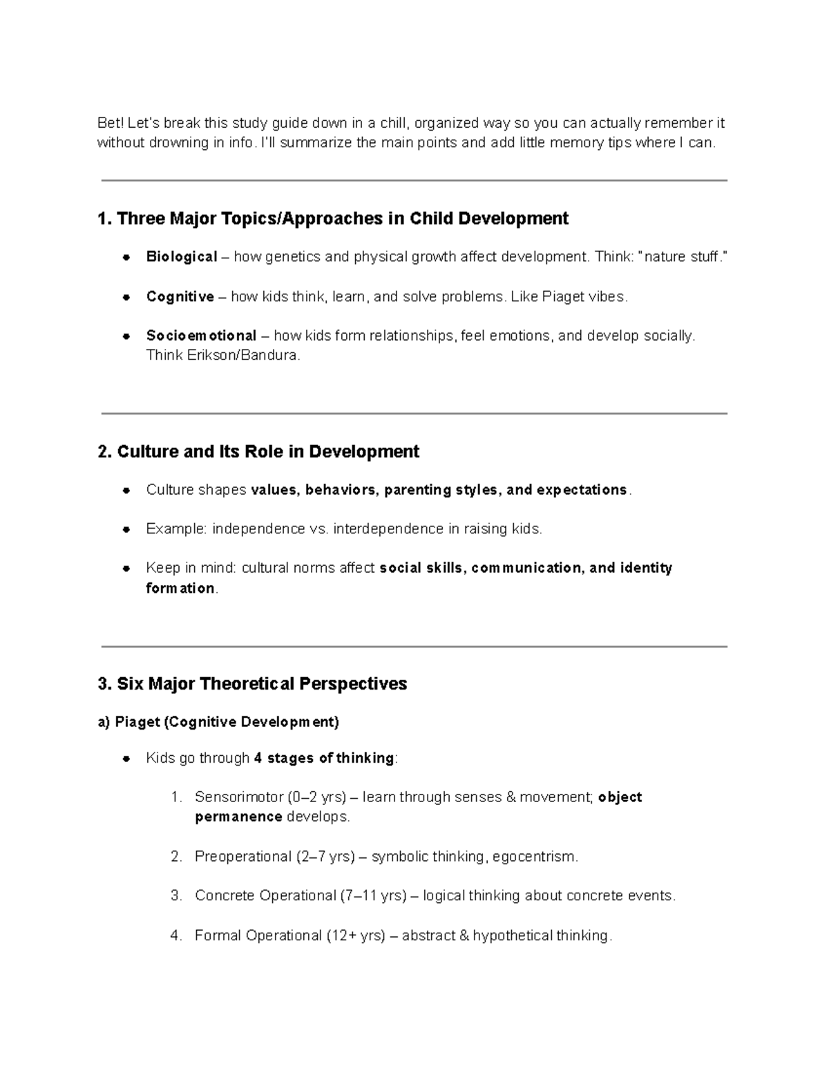 Child Development Study Guide: Major Theories & Tips (PSY 101) - Studocu