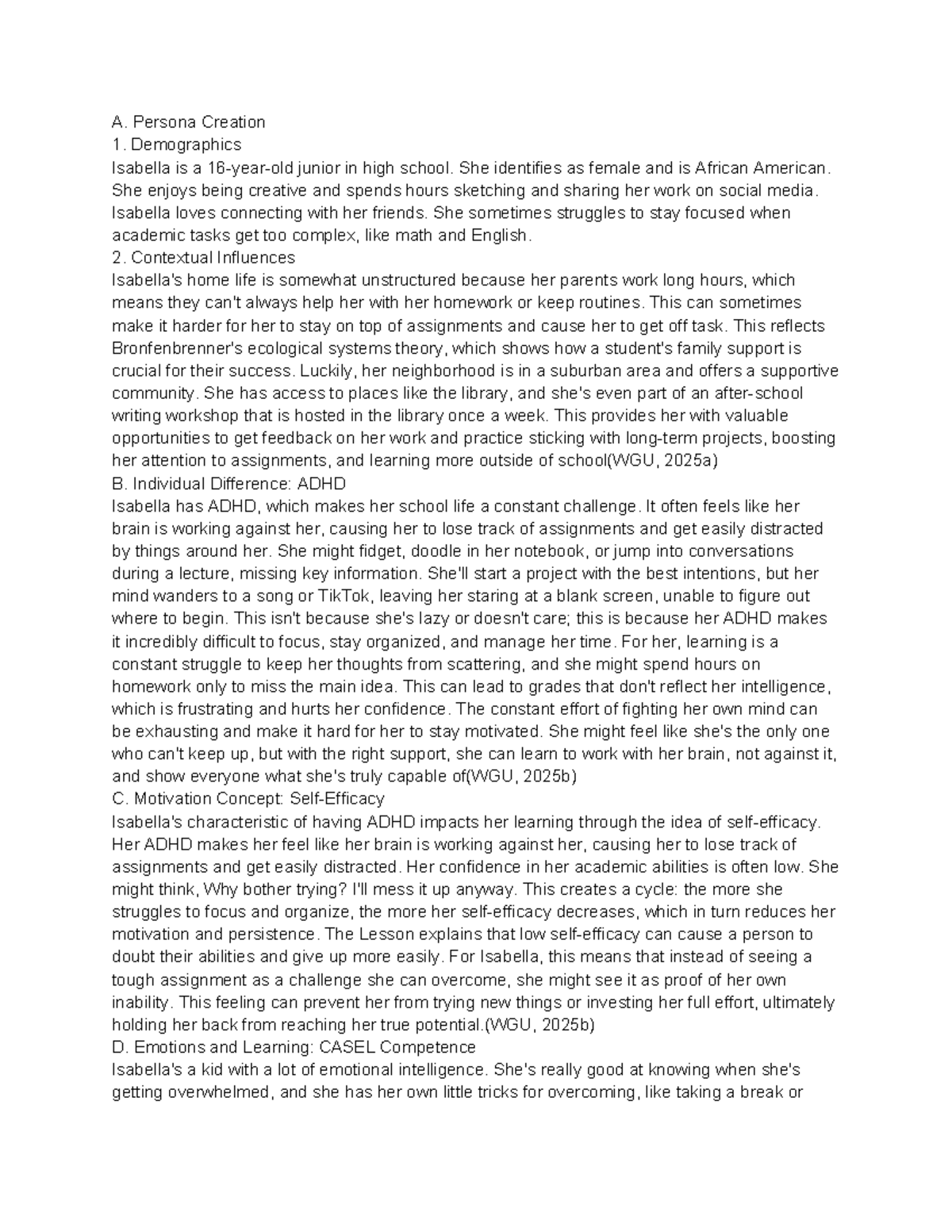 WGU Task 2: Understanding ADHD and Its Impact on Learning - Studocu