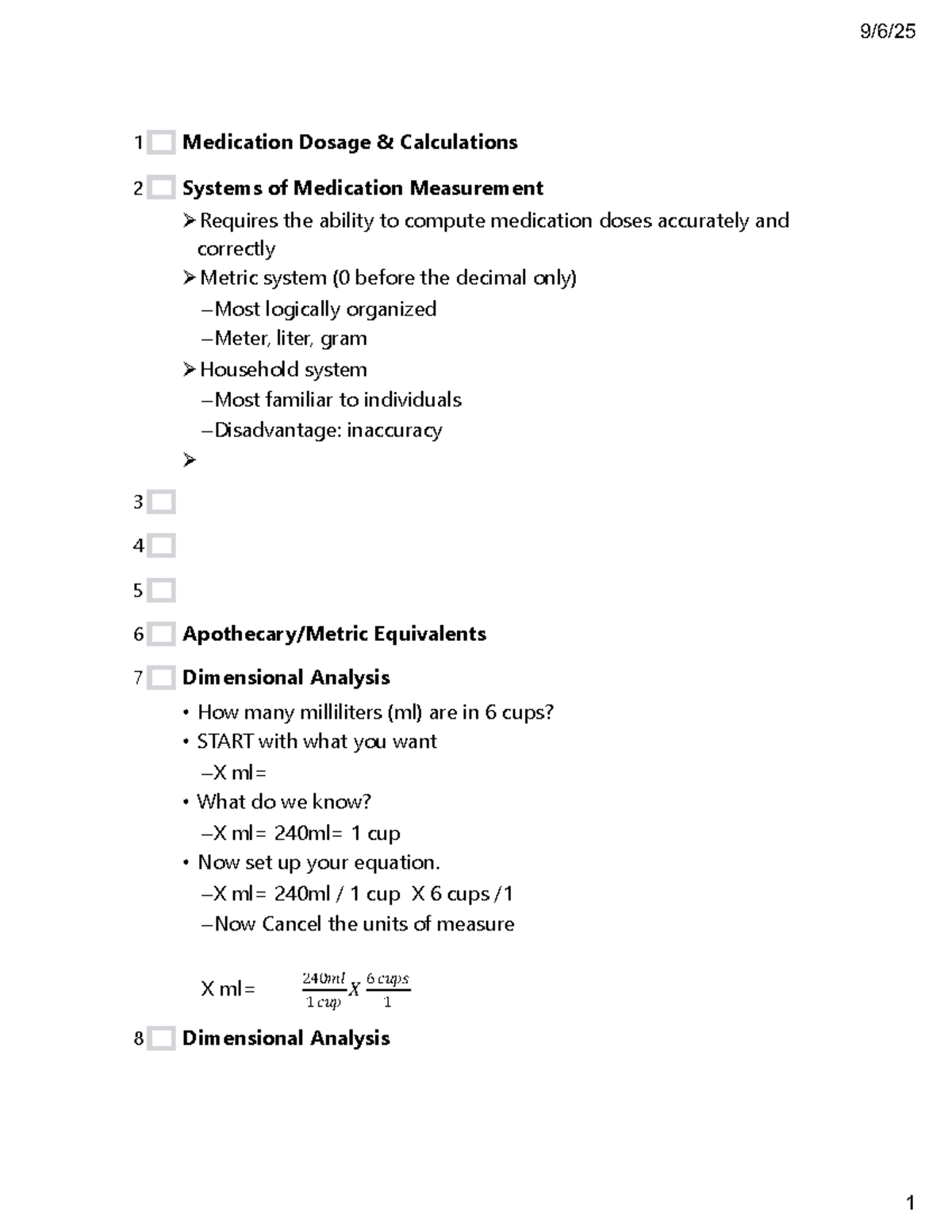 1st Math Lecture: Medication Dosage Calculations & Measurement Systems ...