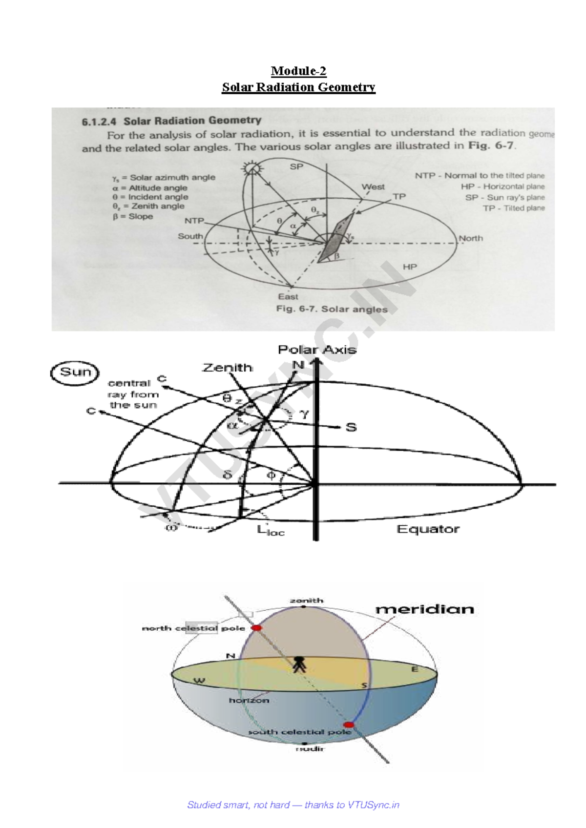VTU SY NC .IN Comprehensive Study on Solar Radiation Geometry and ...
