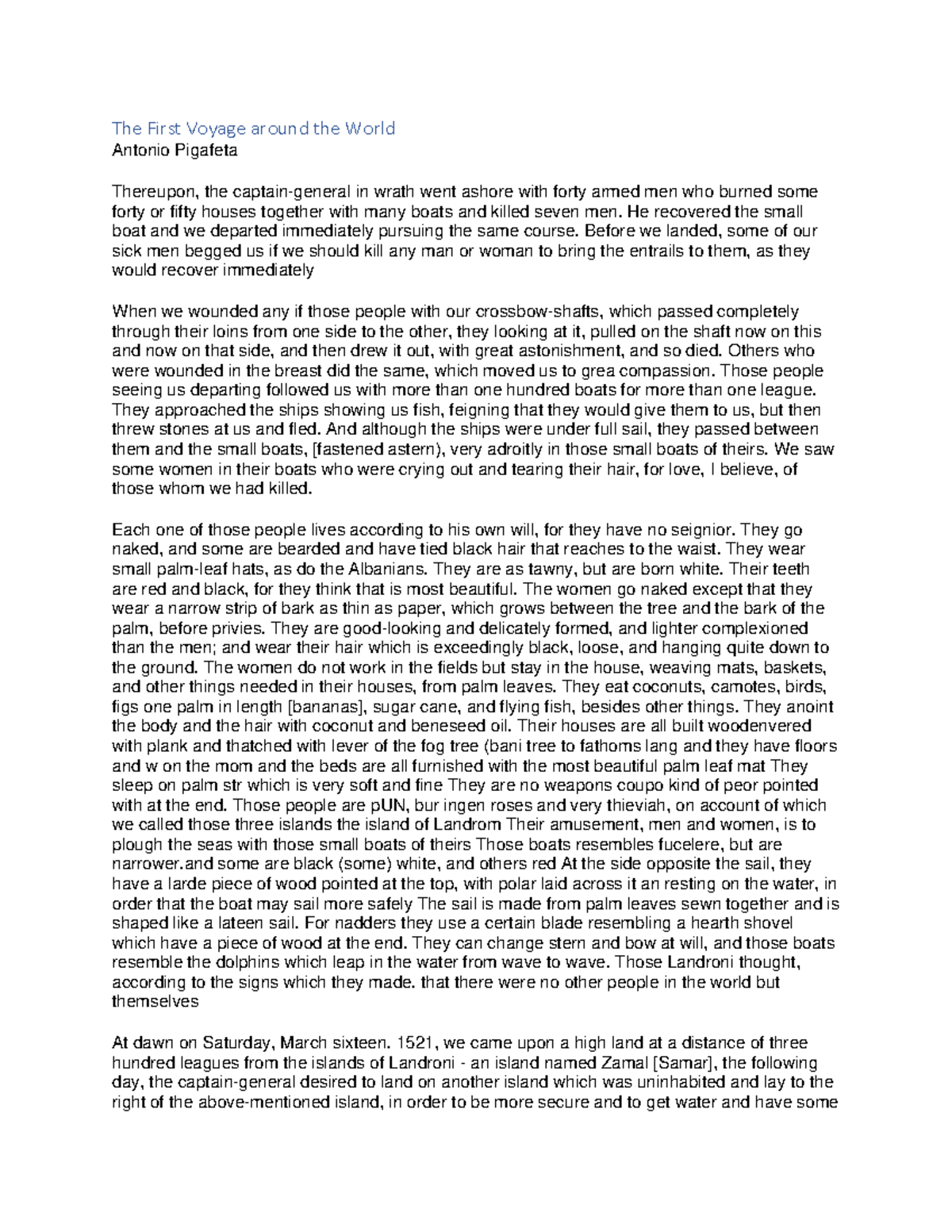 The First Voyage around the World - The First Voyage around the World ...