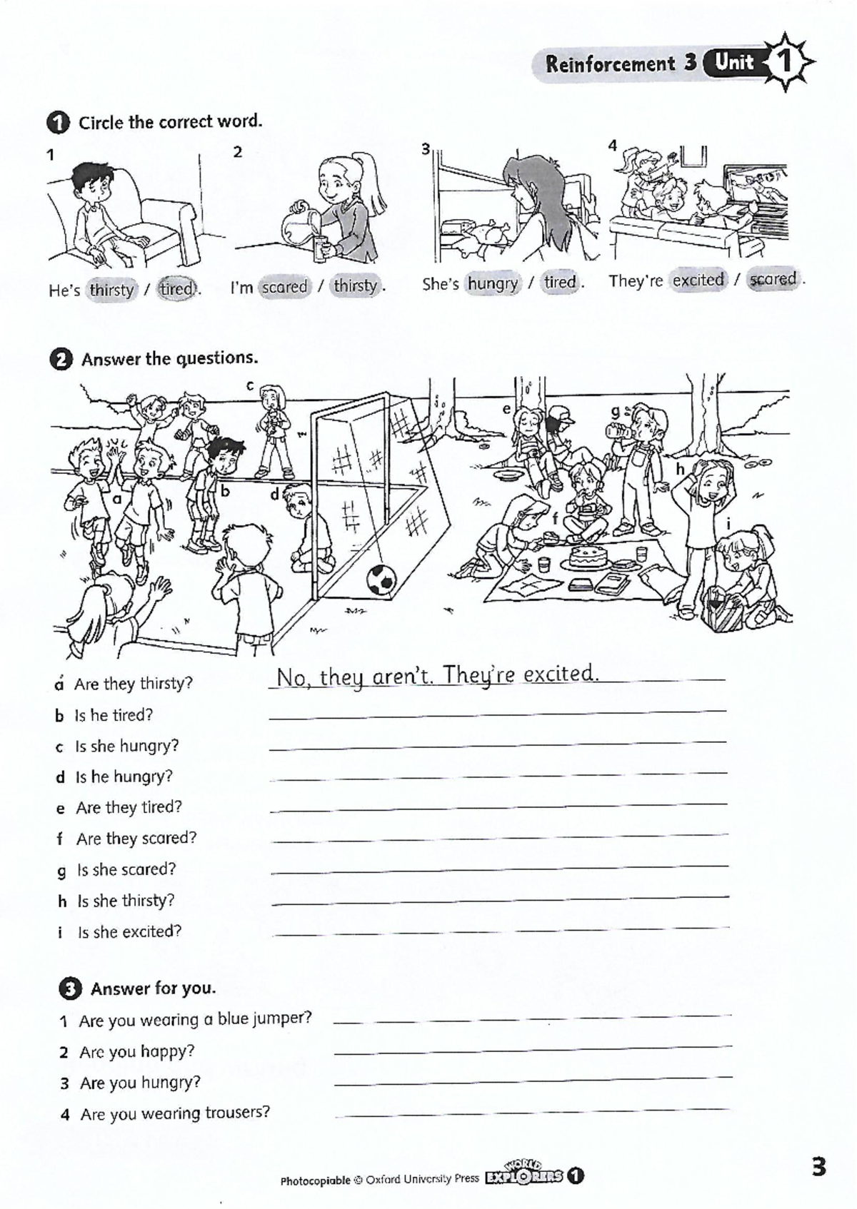 Reinforcement 3 Unit 1 exercises de práctica questions and answers ...
