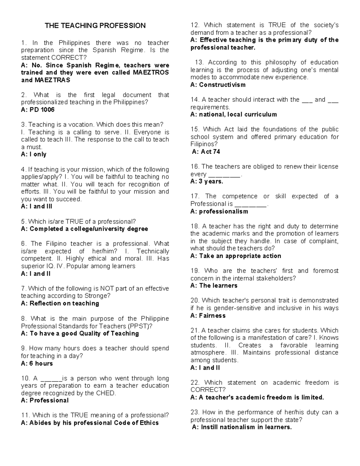 Professional Education Final Exam Reviewer (Prof Ed) - Studocu