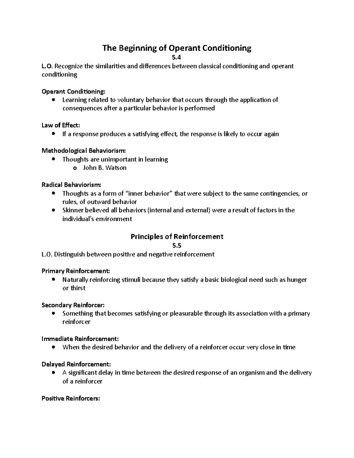 Psy 121- Chapter 5- The Beginning of Operant Conditioning - The ...