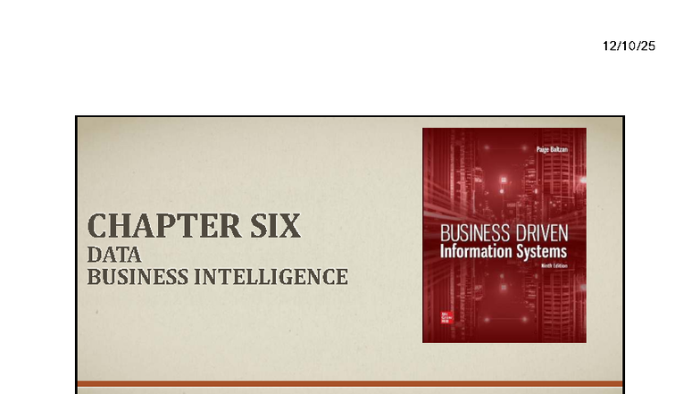 Lecture 5: Chapter 6 - Data Business Intelligence and Relational Databases - Studocu