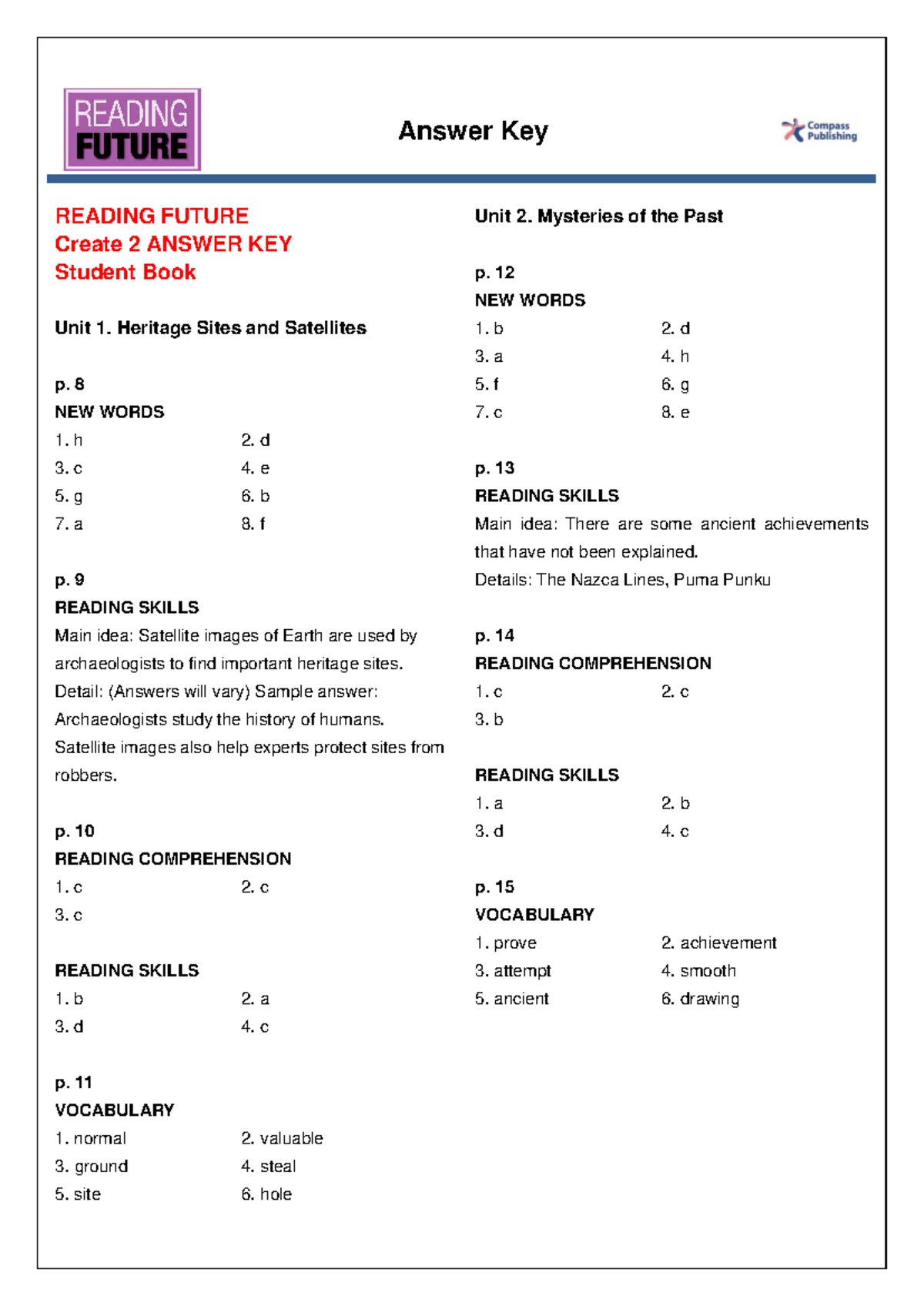 Inkee 22 - Answer - Answer Key READING FUTURE Create 2 ANSWER KEY ...