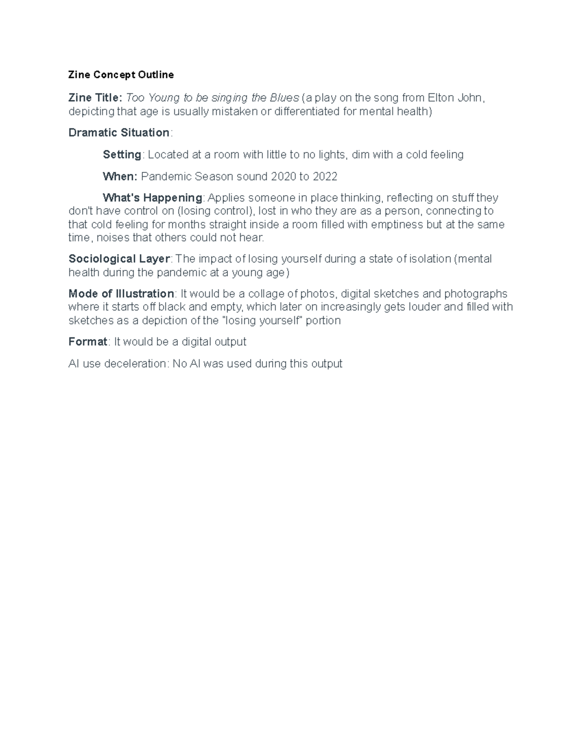 Zine Concept Outline: Exploring Mental Health in Pandemic (Class) - Studocu