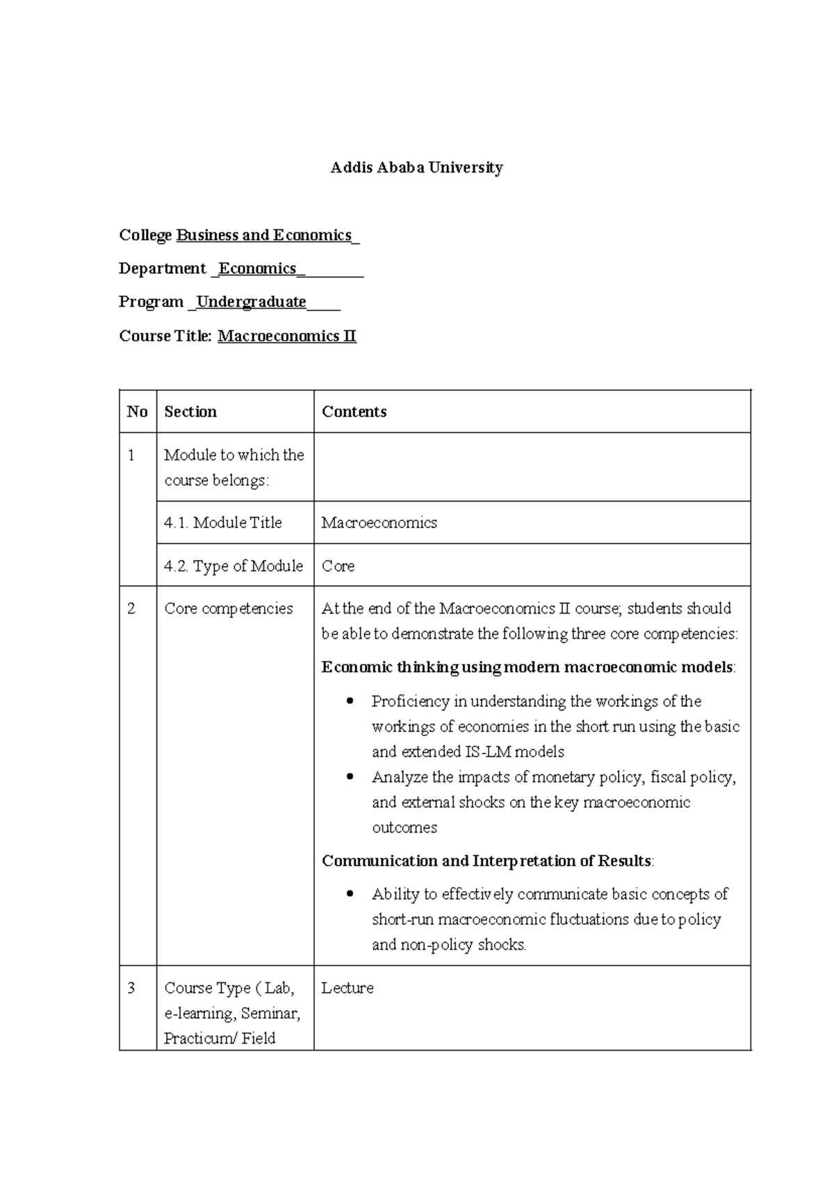 Revised Macroeconomics II (Econ 2122) Course Overview and Key Concepts ...