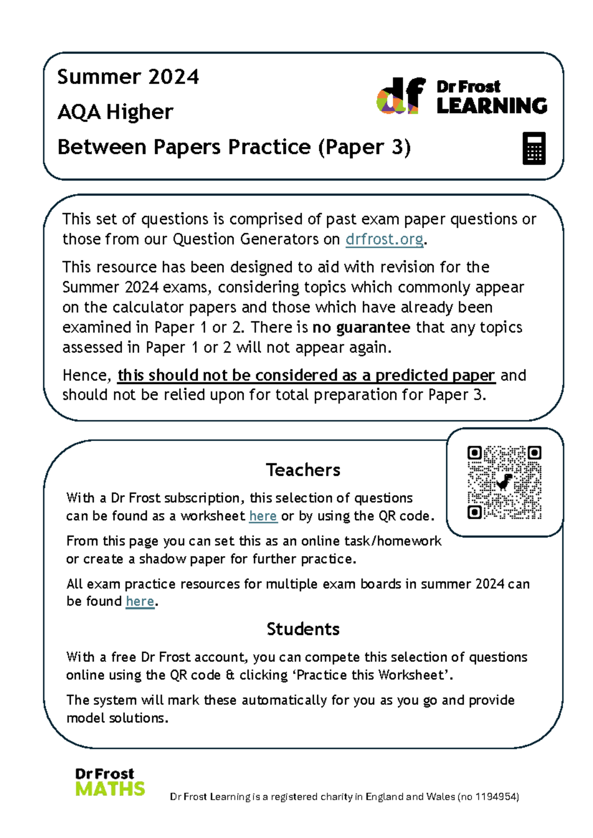 GCSE AQA Higher Tier Paper 3 Revision Questions - Summer 2024 - Studocu