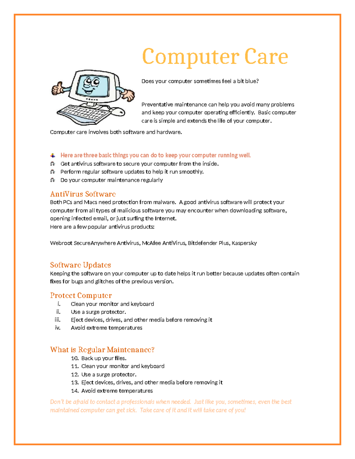Project 7 - Essential Computer Care and Maintenance Tips - Studocu