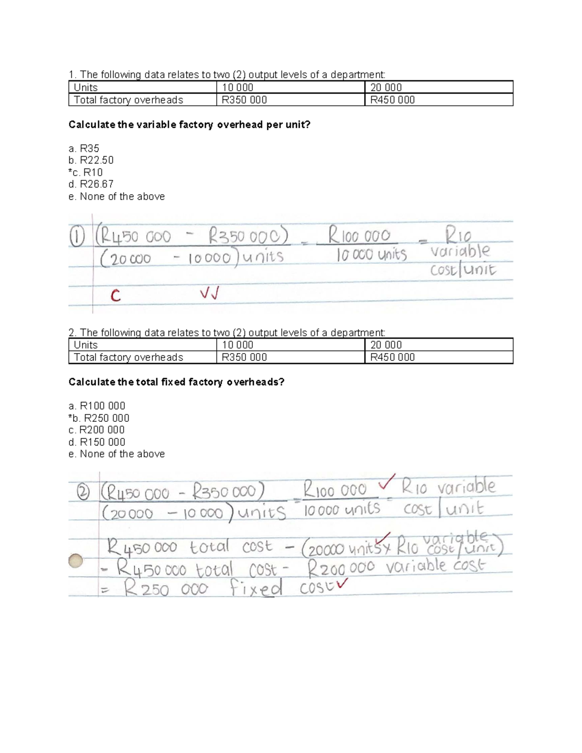 Man Acc 3 Class test 3 2022 - The following data relates to two (2 ...
