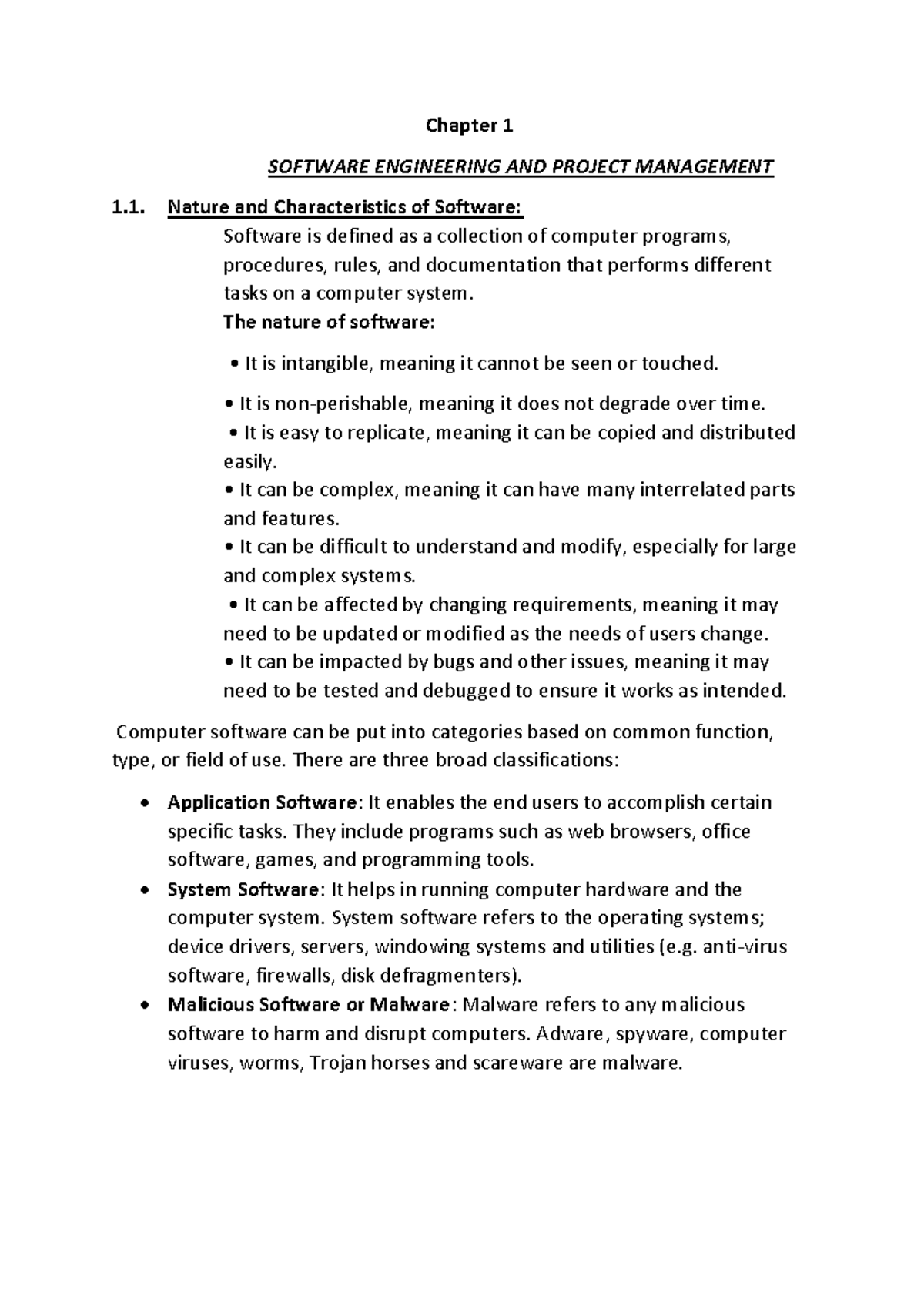 Chapter 1 SE: Overview of Software Engineering & Project Management ...