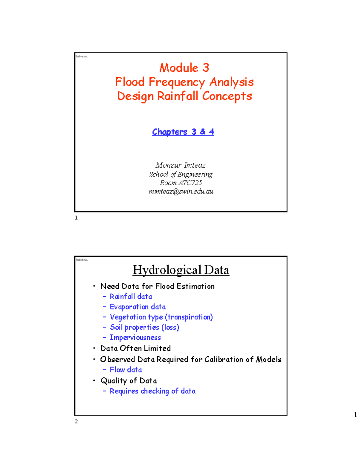 Module 3 - Flood Frequency Analysis and Design Rainfall Concepts - Studocu