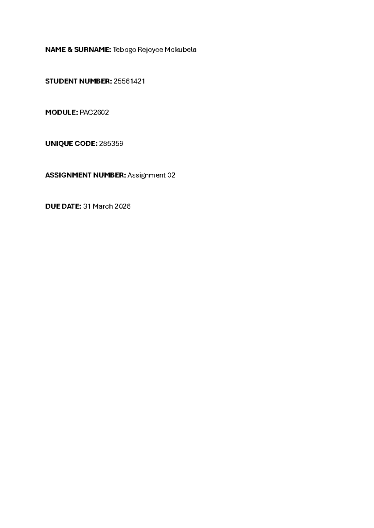 PAC2602 Assignment 02: NPOs, Paralegals, and Access to Justice - Studocu