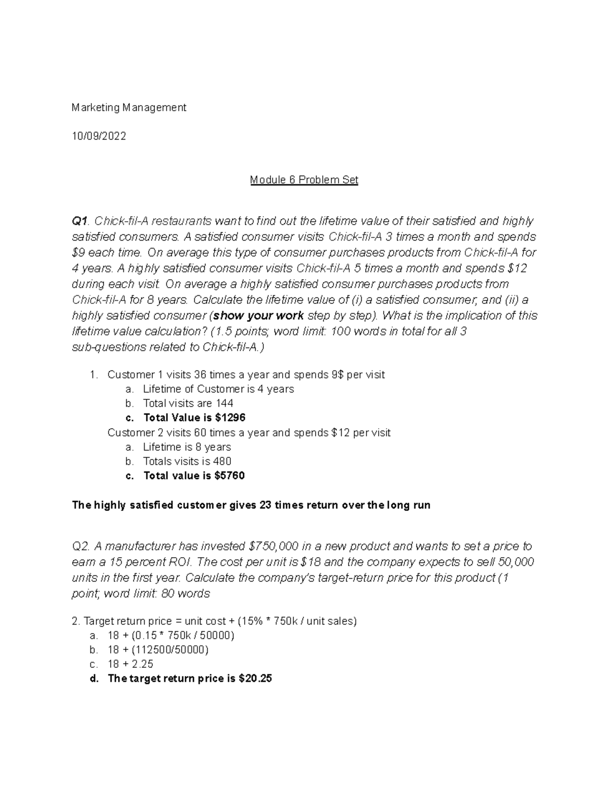 Marketing Management Module 6 Problem Set -3 - Marketing Management 10 ...
