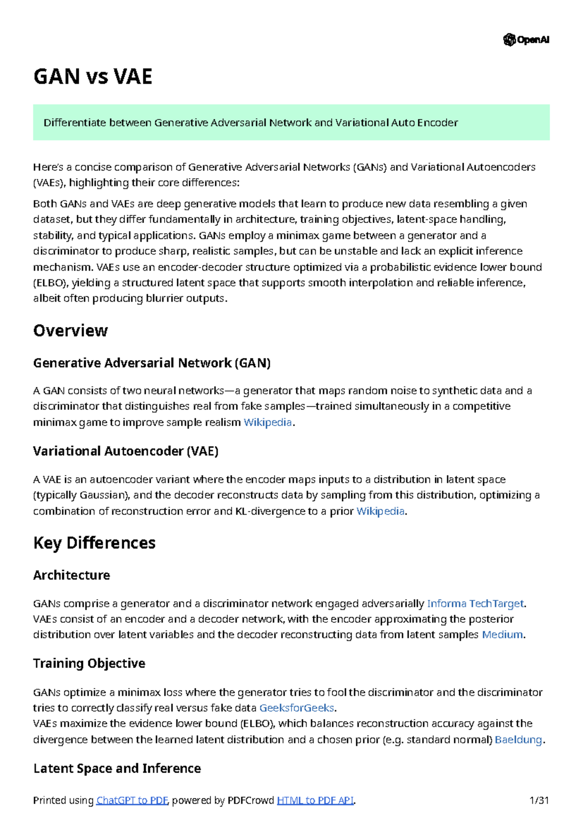 AAI 2024 - Generative Models: GAN vs VAE Comparison and Insights - Studocu