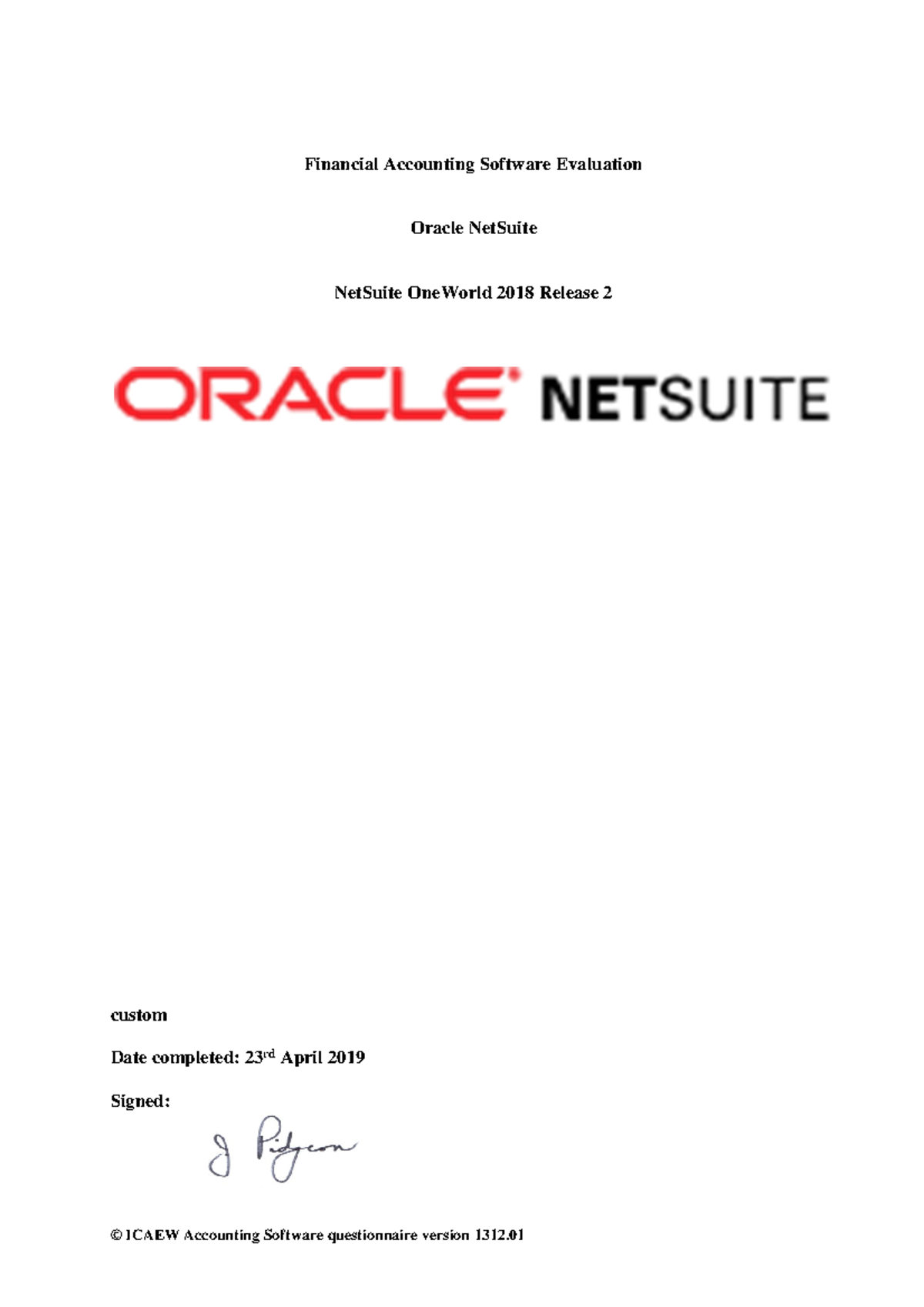 Netsuite evaluation report 2019 - © ICAEW Accounting Software ...