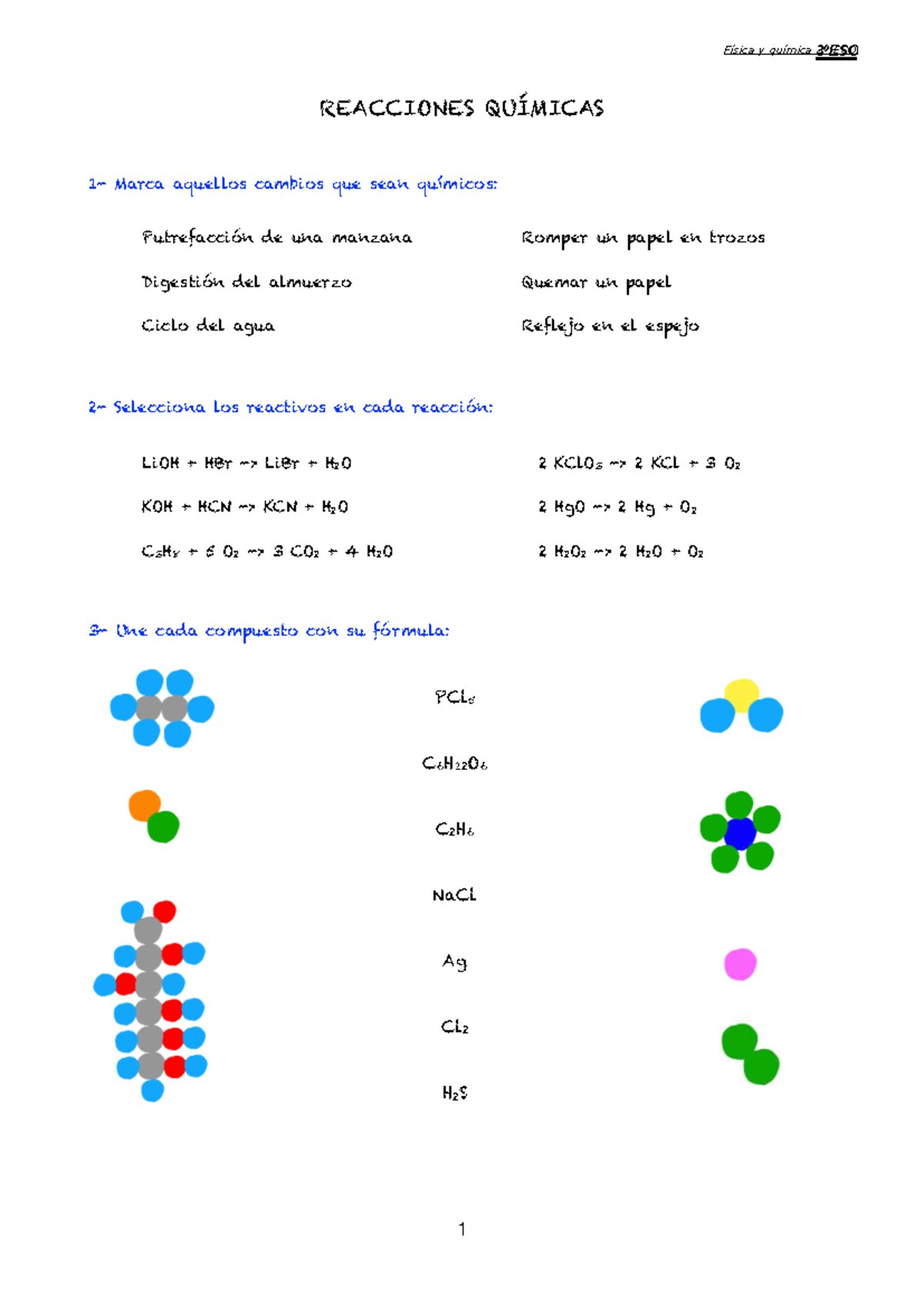 Act-reac quimicas - reacciones química, actividades - REACCIONES ...